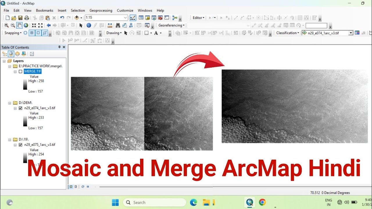 बस 5 मिनट में सीखो Mosaic and Merge in ArcMap | ArcMap Tutorial Hindi ...