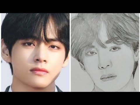 How to draw BTS V Kim Taehyung || step by step Pencil Drawing || Easy ...
