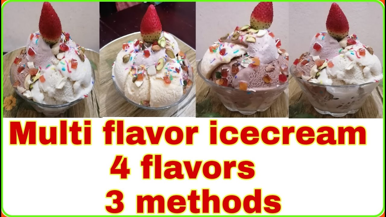 Multi flavor ice cream-Vanilla-Chocolate-Strawberry-Orange. - YouTube