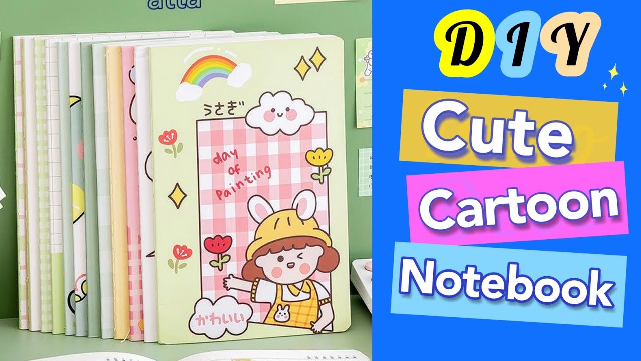 DIY cute cartoon notebook/how to make notebook at home/DIY mini ...
