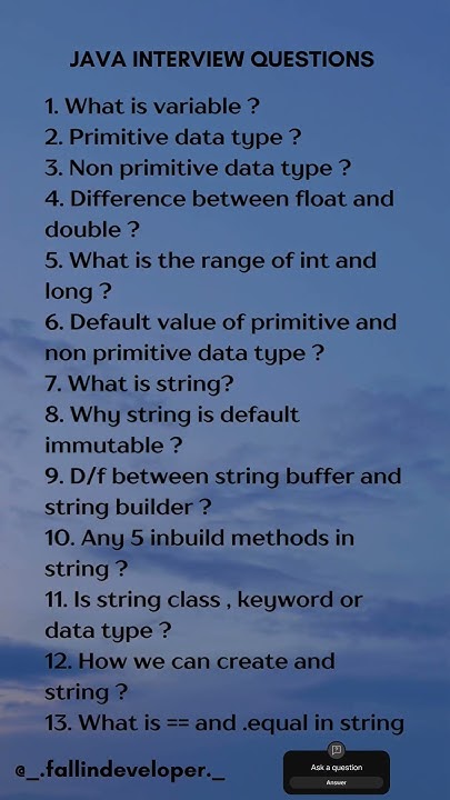 Java Interview Questions (Part I)Follow for more 👉@_.fallindeveloper._ #java #javaprogramming # ...