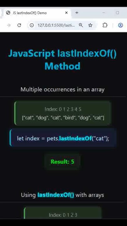 #11. JavaScript lastIndexOf() Property || lastIndexOf() Property In JS #shorts - YouTube