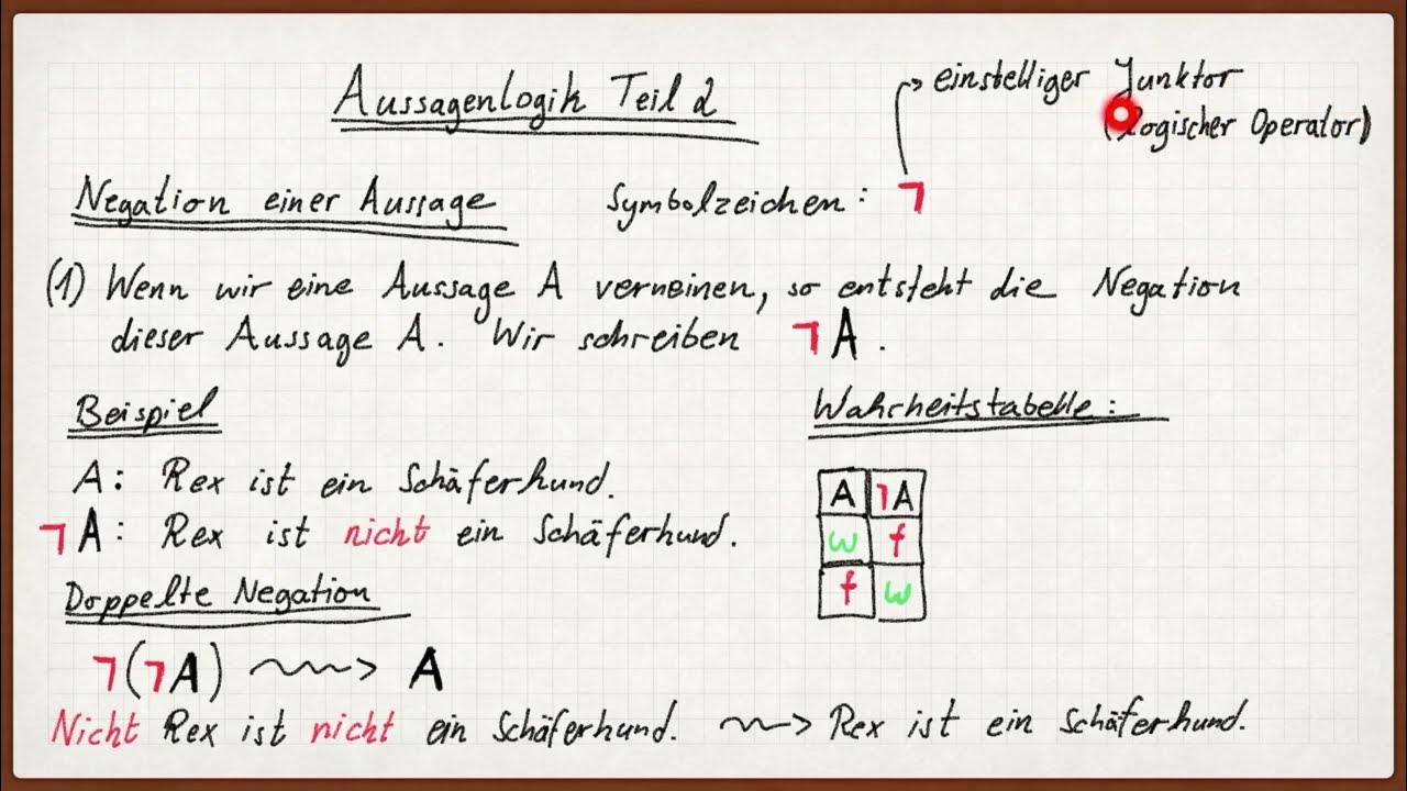 #2 Mathematik: Aussagenlogik Teil 2 | Negation einer Aussage | - YouTube