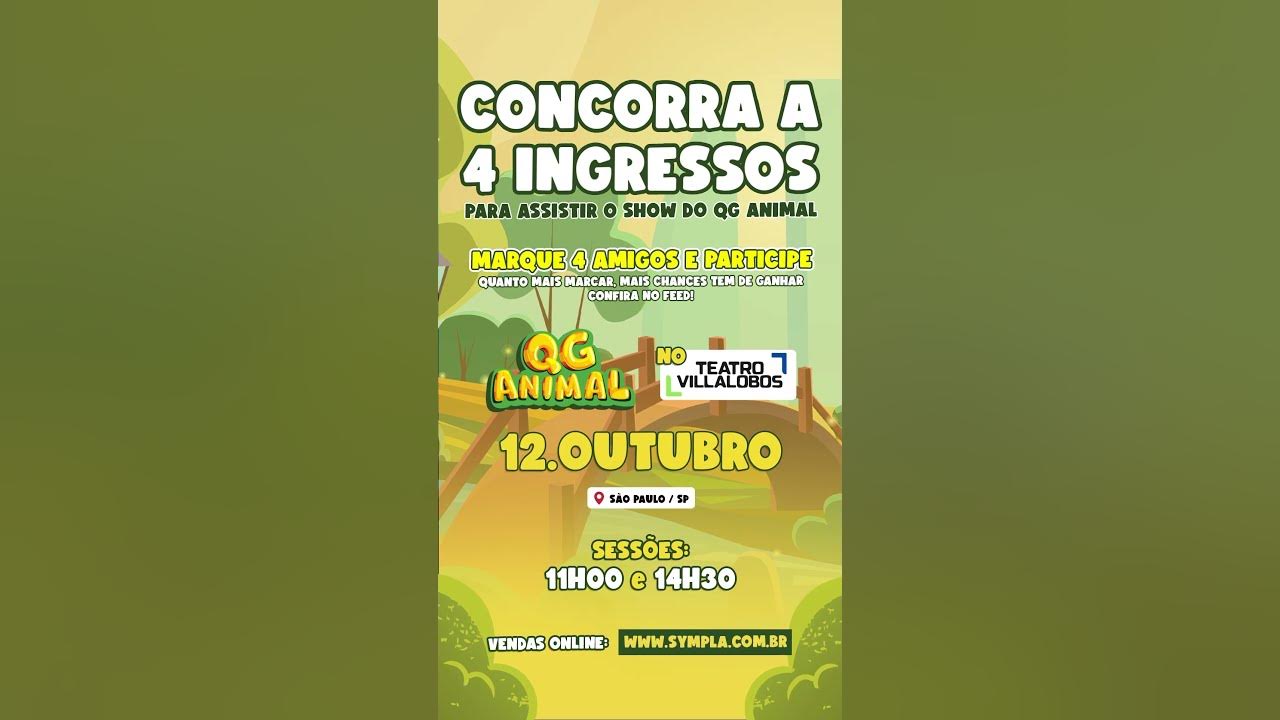 VAMOS SORTEAR 4 INGRESSOS PARA O 1° SHOW DO QG ANIMAL 💛 Participe pelo Instagram! 💛 - YouTube