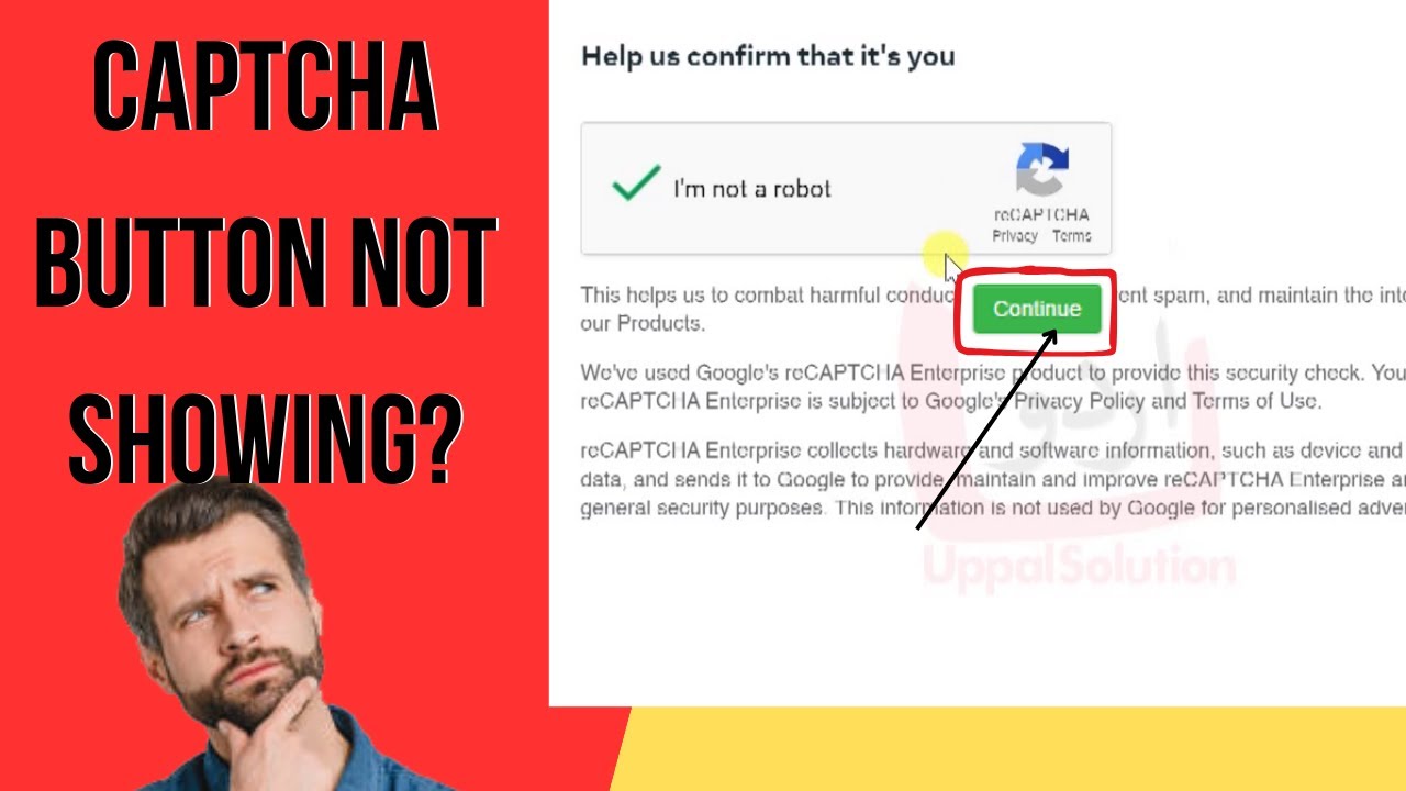 Captcha Continue Button showing | How to FIX Captcha |#captcha - YouTube