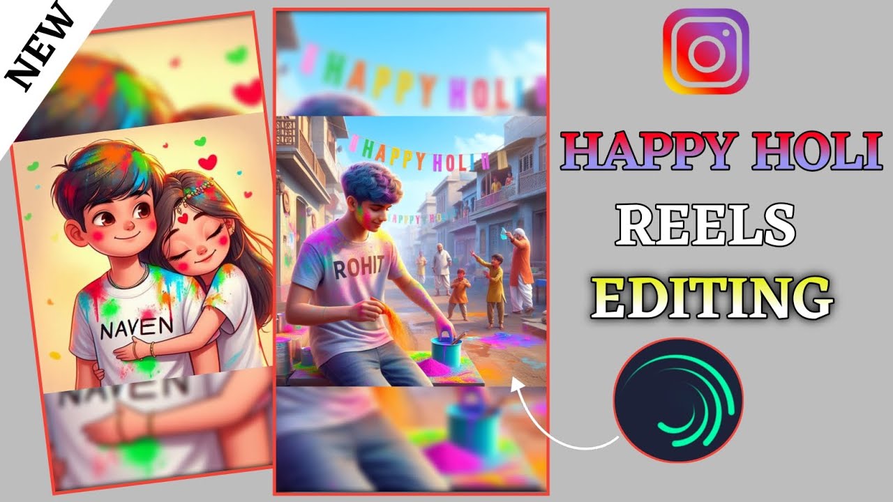 Happy Holi Status Video Editing || Instagram viral Holi reels kaise banaye 2024 - YouTube