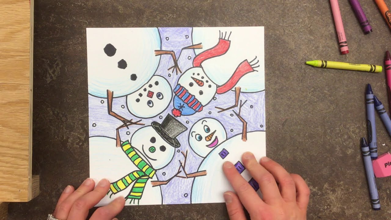 Snowman Perspective Drawing - YouTube