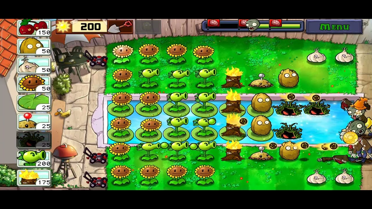 Plants vs zombies pvz pool level 2, UB game - YouTube
