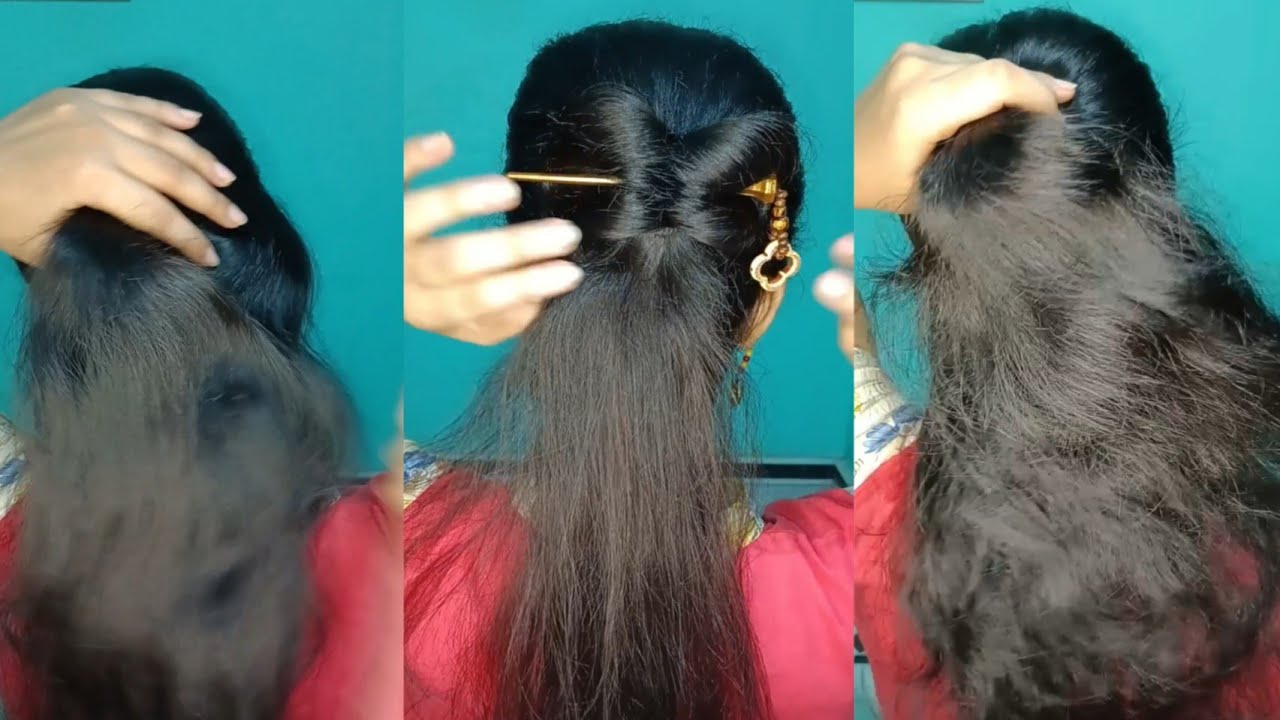 Easy Bun Hairstyles For Navratril / Easy Khopa Hairstyle With Saree ...