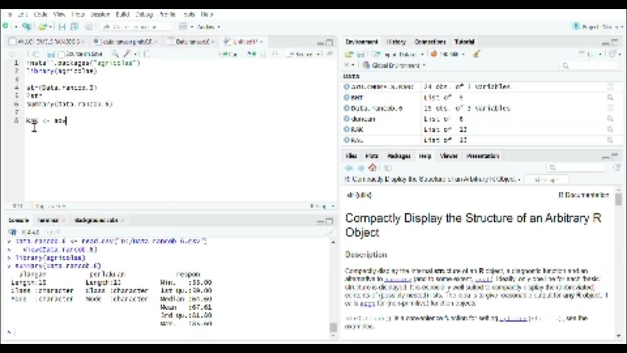TUTORIAL MENGGUNAKAN APLIKASI R STUDIO RANCANGAN PERCOBAAN - YouTube