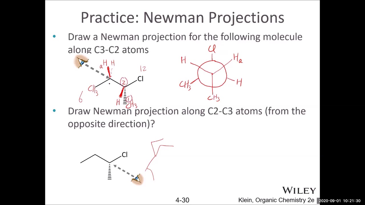 Newman Projection, Alkane rotation, Cyclohexane: Ochem1 - YouTube