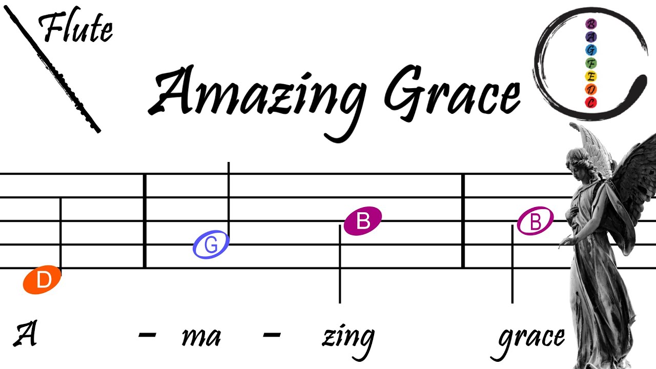 Amazing Grace - Flute Beginner Sheet Music with Easy Notes & Letters ...