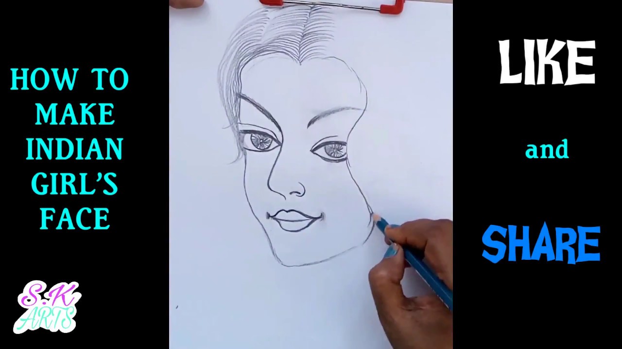 How to draw a indian girl face: Step by step - YouTube