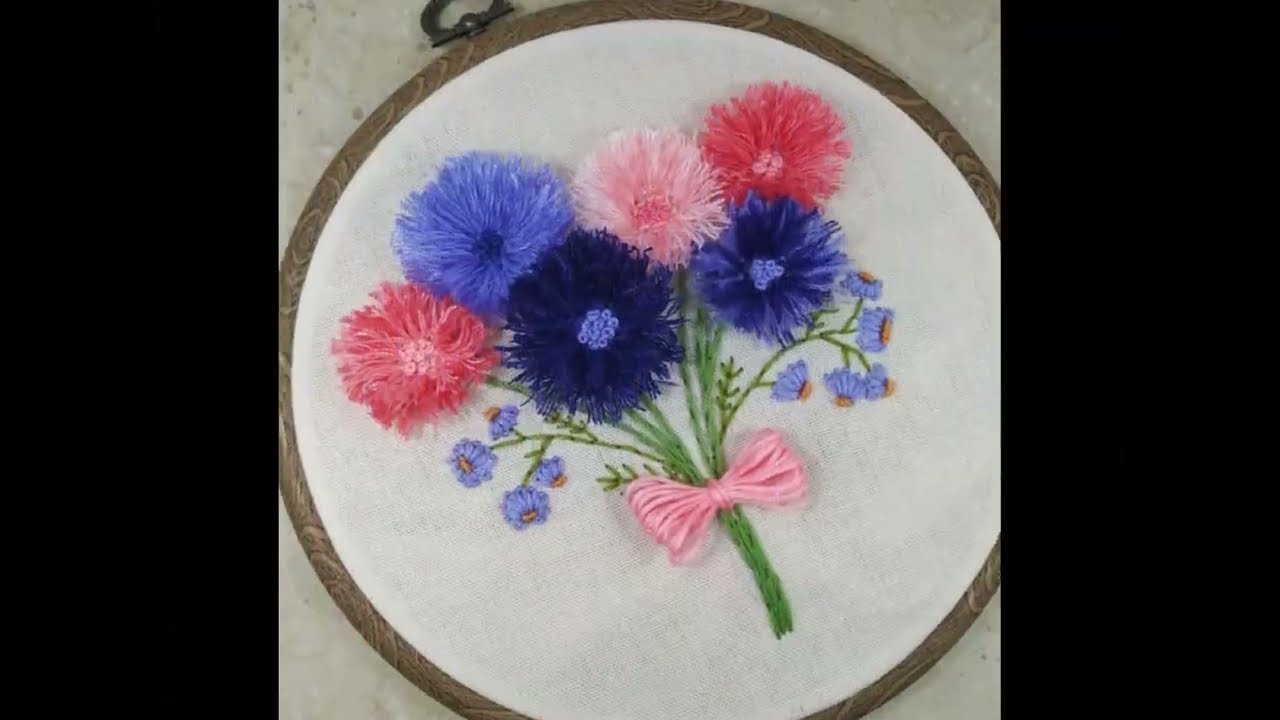 Aster flower embroidery / Bouquet hand Embroidery - YouTube