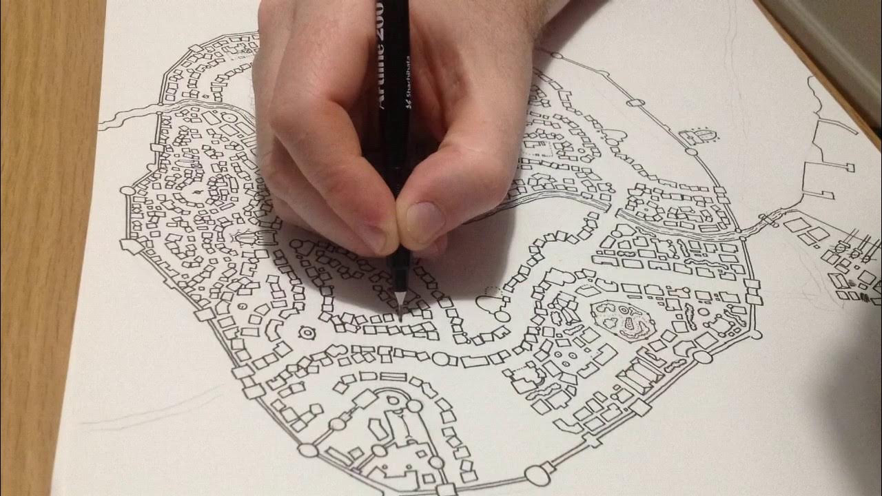 Hand Drawn Medieval City Map, Time Lapse, D&D - YouTube