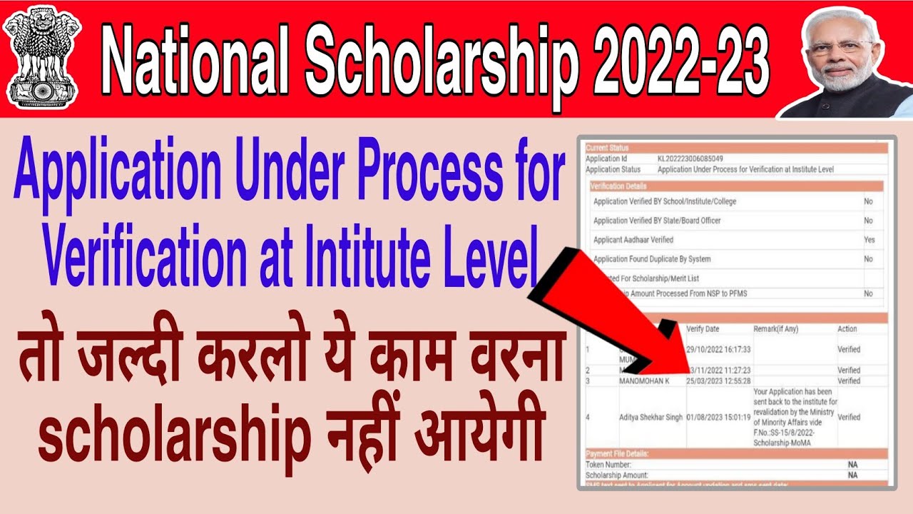 Nsp Scholarship Application Under Process For Verification At Institute