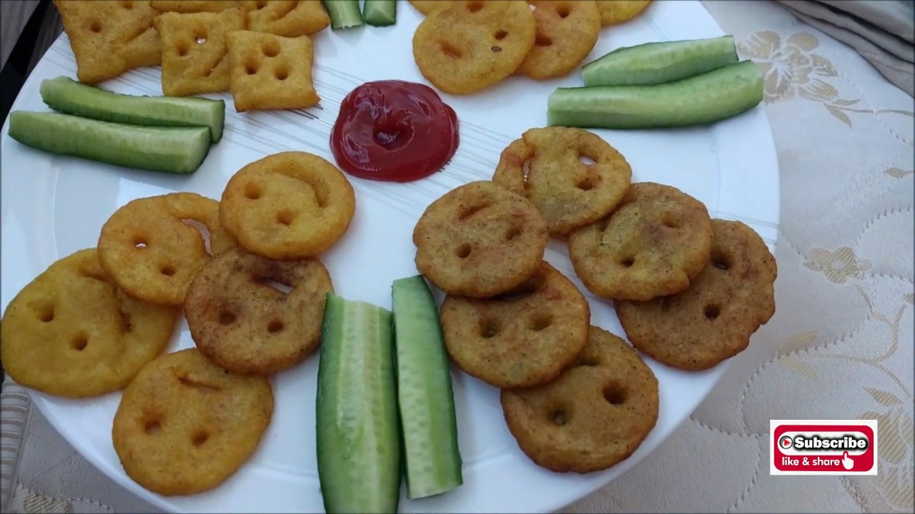 #Homemade Potato Smiley / Emoji Fries Recipe || Easy Evening snacks ...