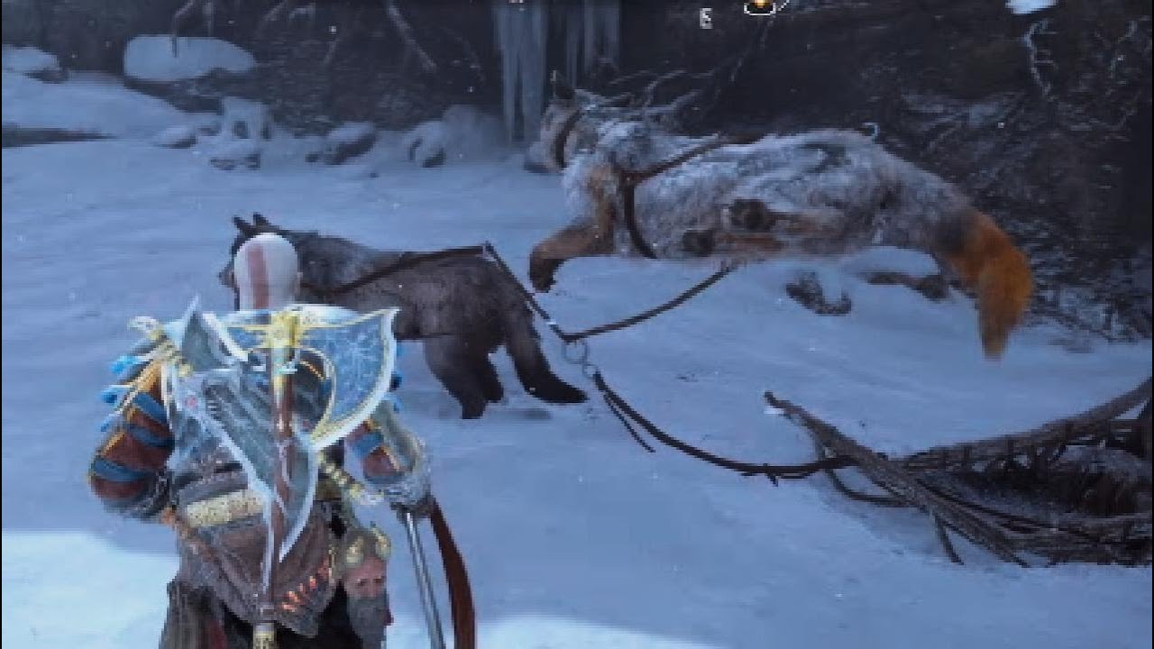 God of War Ragnarok Kratos' Wolf Floats While Attached to the Sled ...