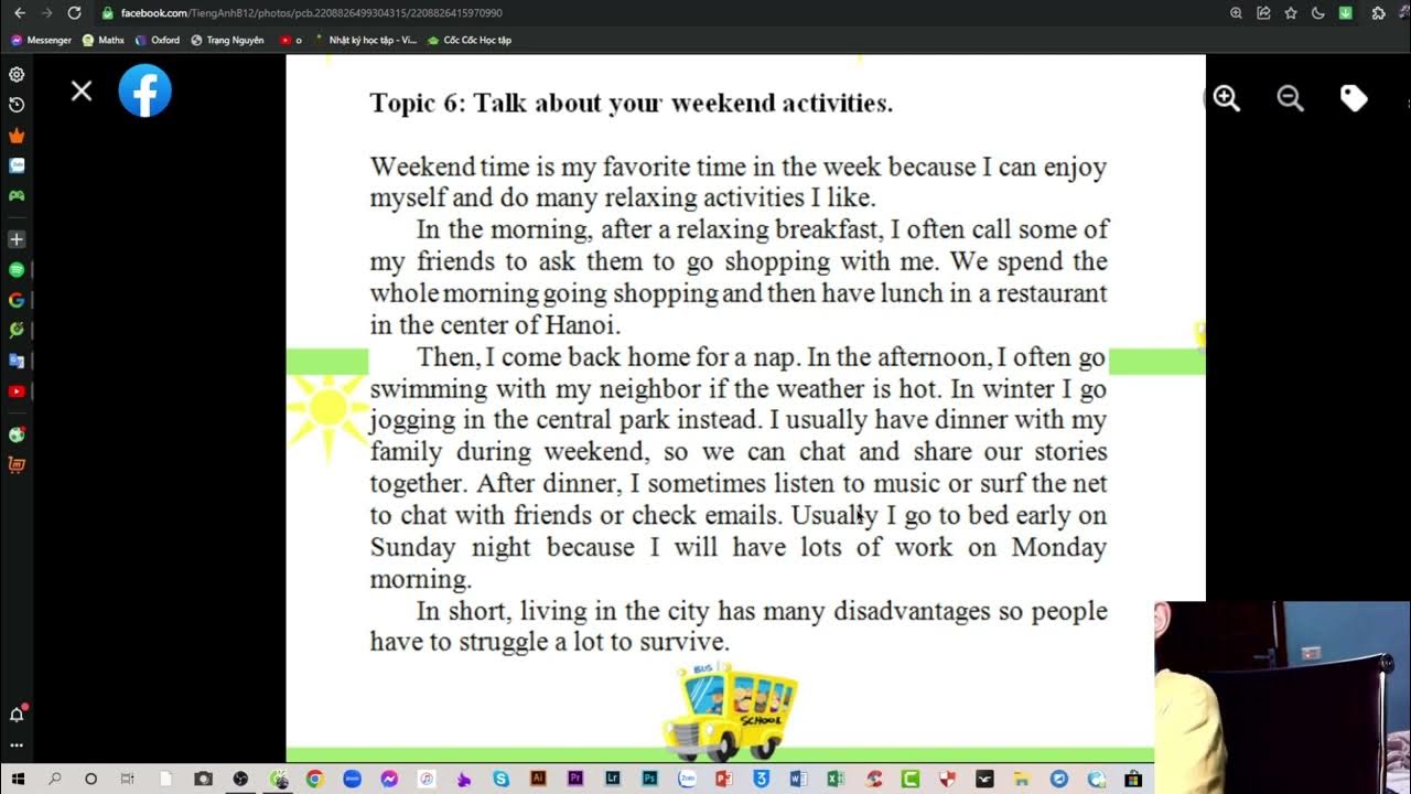 Topic 6: talk about your weekend activities - YouTube