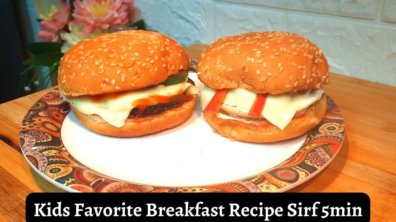 In 5mins Kids Favorite Breakfast Recipe | Healthy Egg Burger Recipe For ...