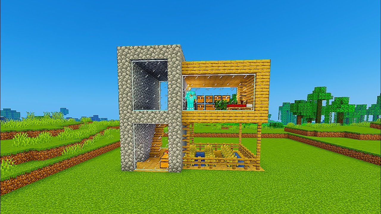 Minecraft House Tutorial : (#3) Large Wooden Survival House (How to ...