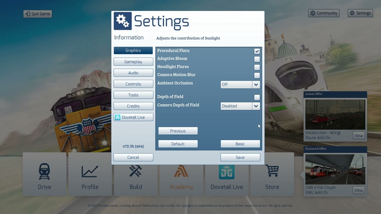 Train Simulator TS2022 In game graphics settings and nvidia control ...