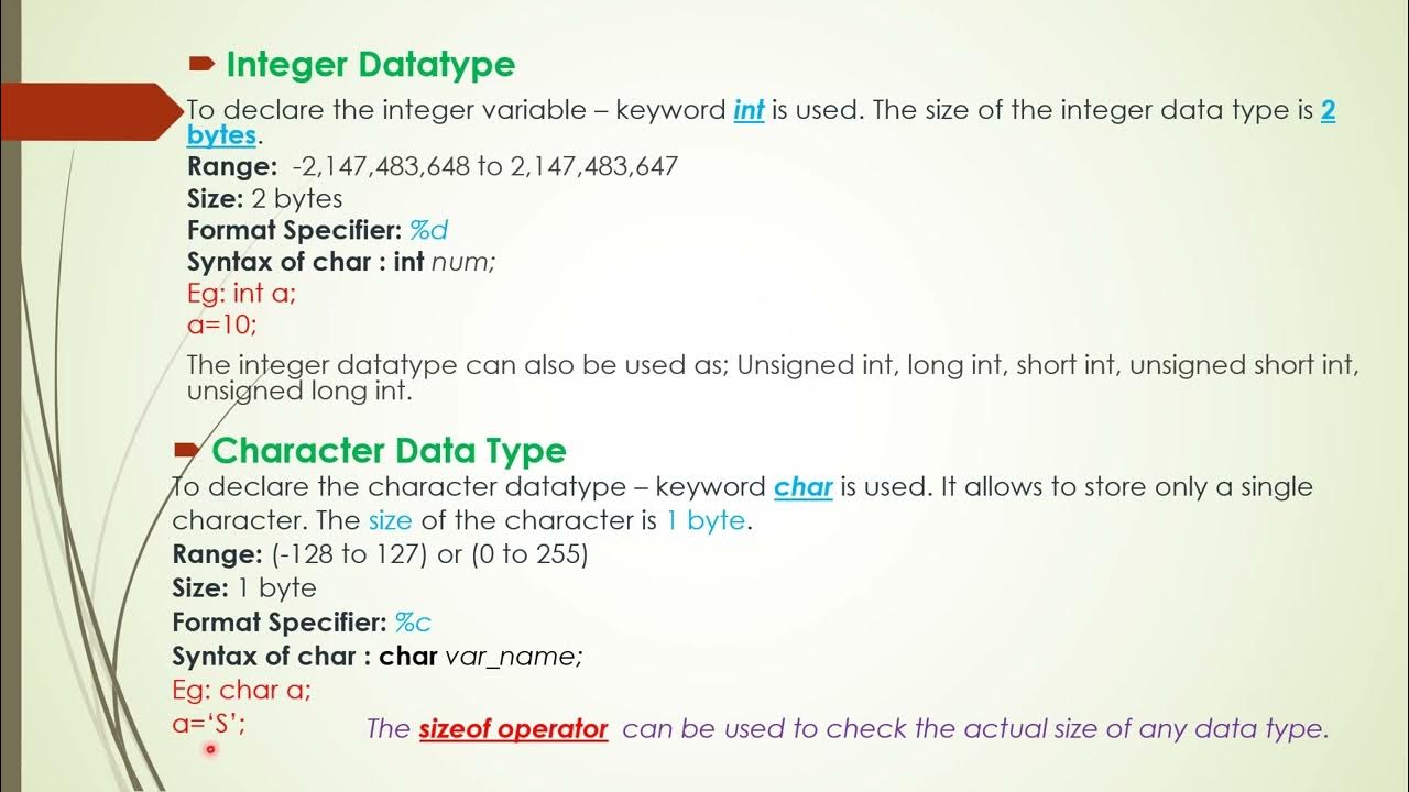 Datatypes in C - YouTube
