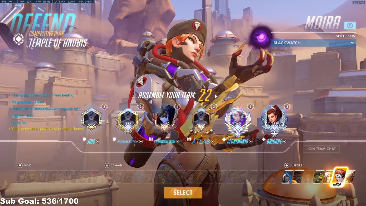 CLONEMAN16 TOP 500 MOIRA GAMEPLAY! [ OVERWATCH SEASON 22 ] - YouTube