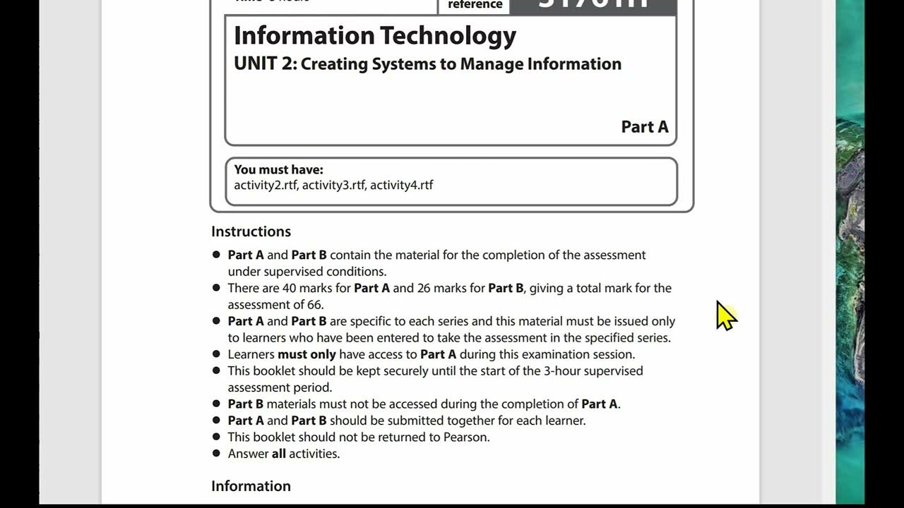 1 BTEC Level 3 Information Technology Unit 2 CSMI Martlepool College (Intro Part A) - YouTube