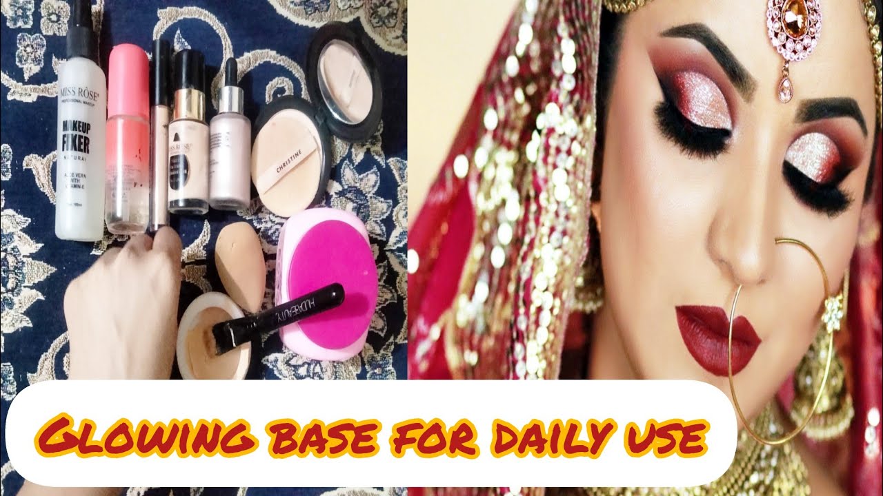 Glowing base for daily use|| waterproof party base makeup - YouTube