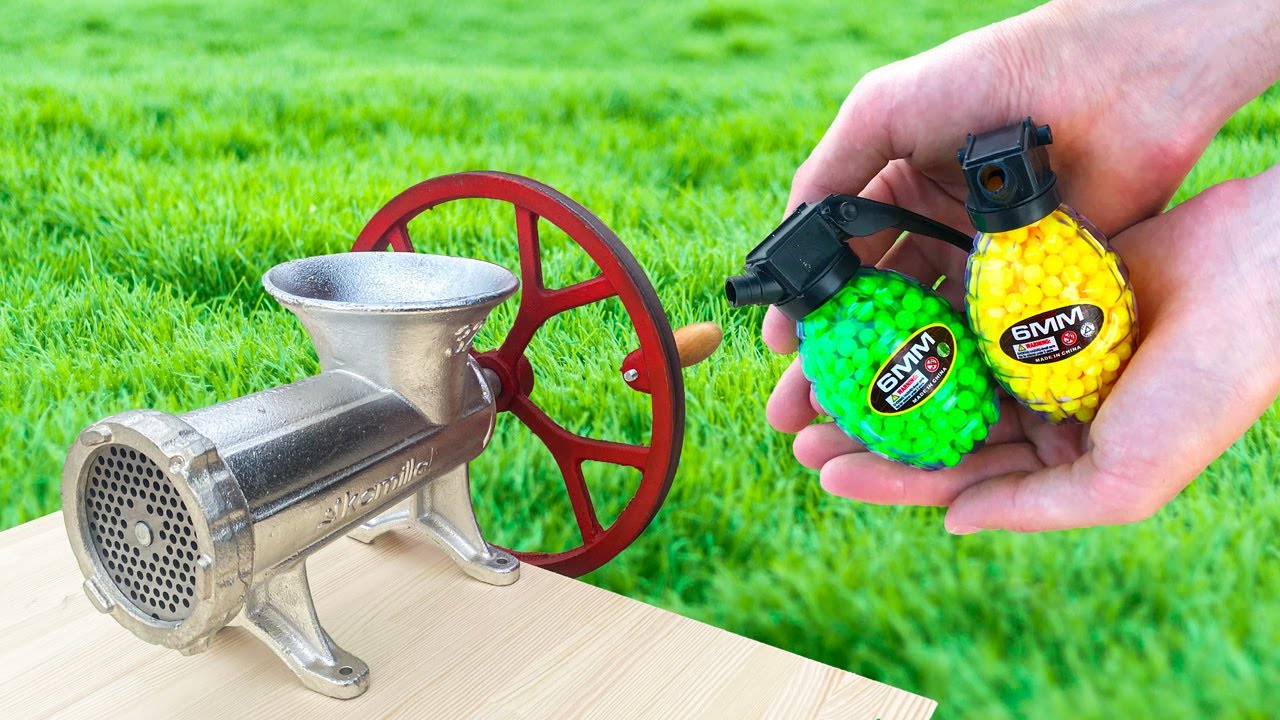 EXPERIMENT: Plastic Toy Bullets VS Meat Grinder - YouTube