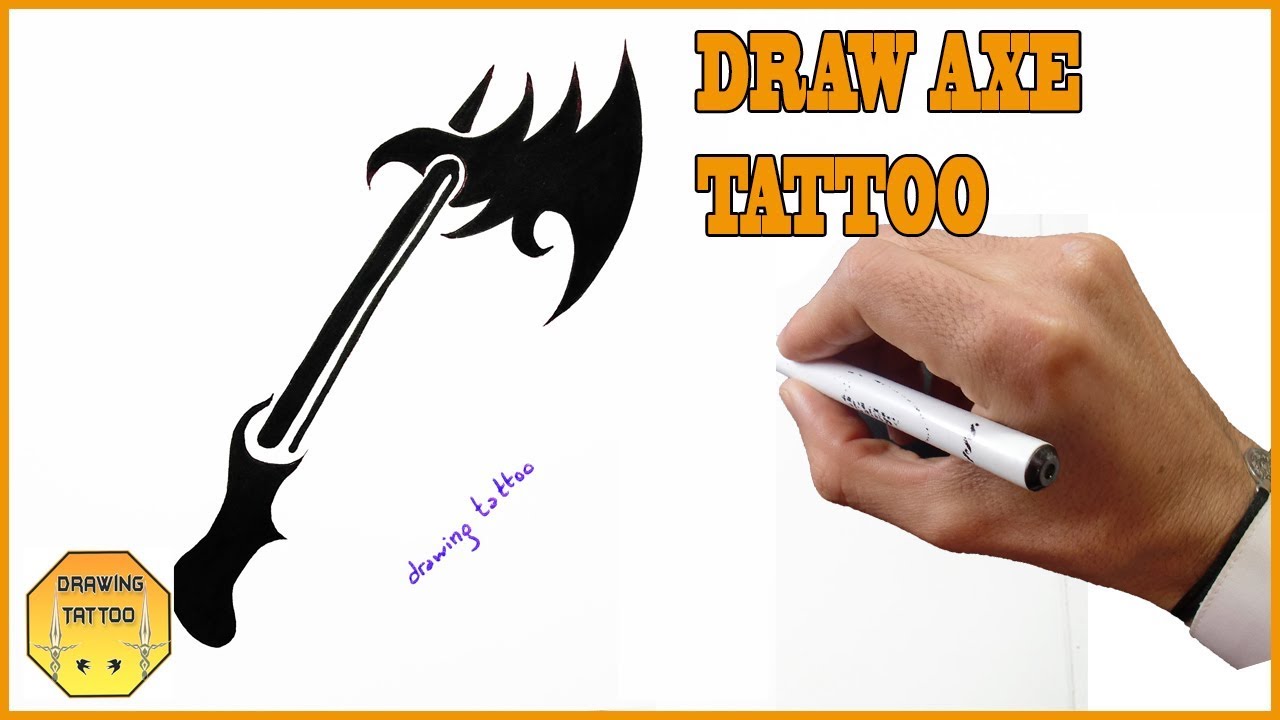 How to Draw an Axe - Tribal Tattoo Design Style - YouTube