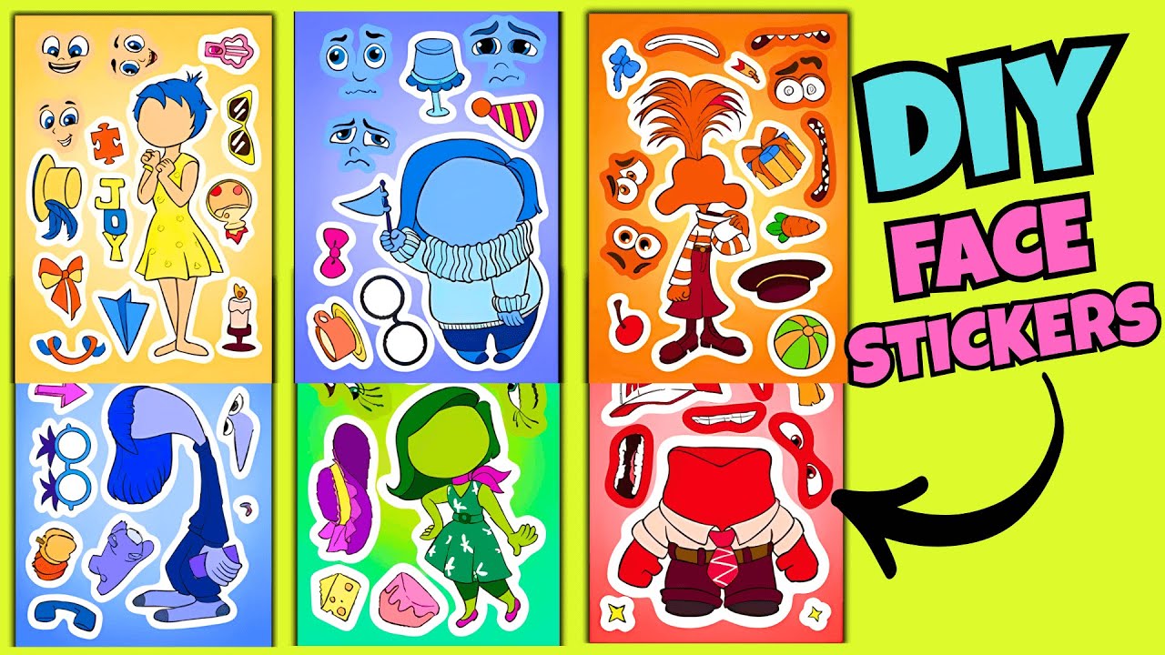 💥Inside Out 2 DIY Silly Face Stickers – Create Joy, Sadness, Anxiety ...