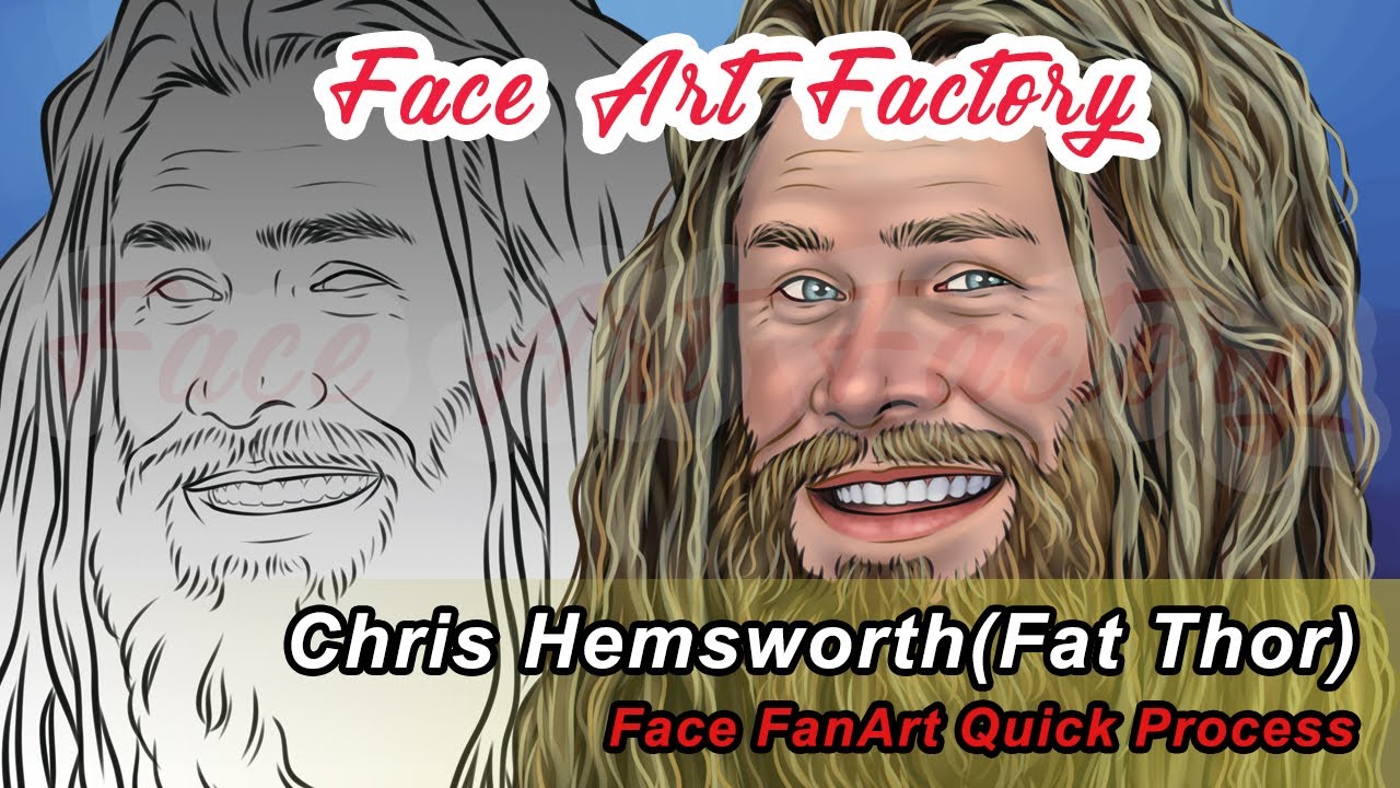 Draw Chris Hemsworth as Fat Thor. A quick drawing process - YouTube