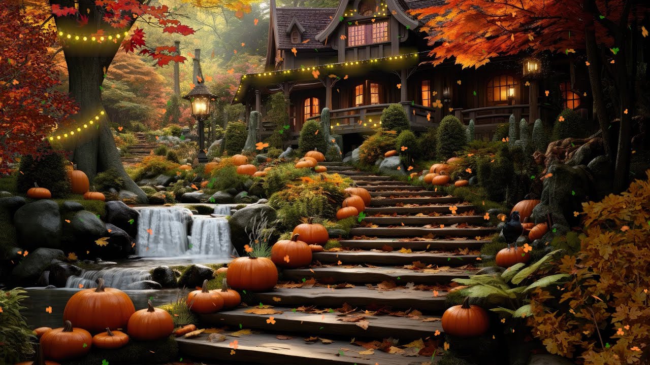 A Late October Afternoon - Soothing Pumpkin Ambience, Stream, Falling ...