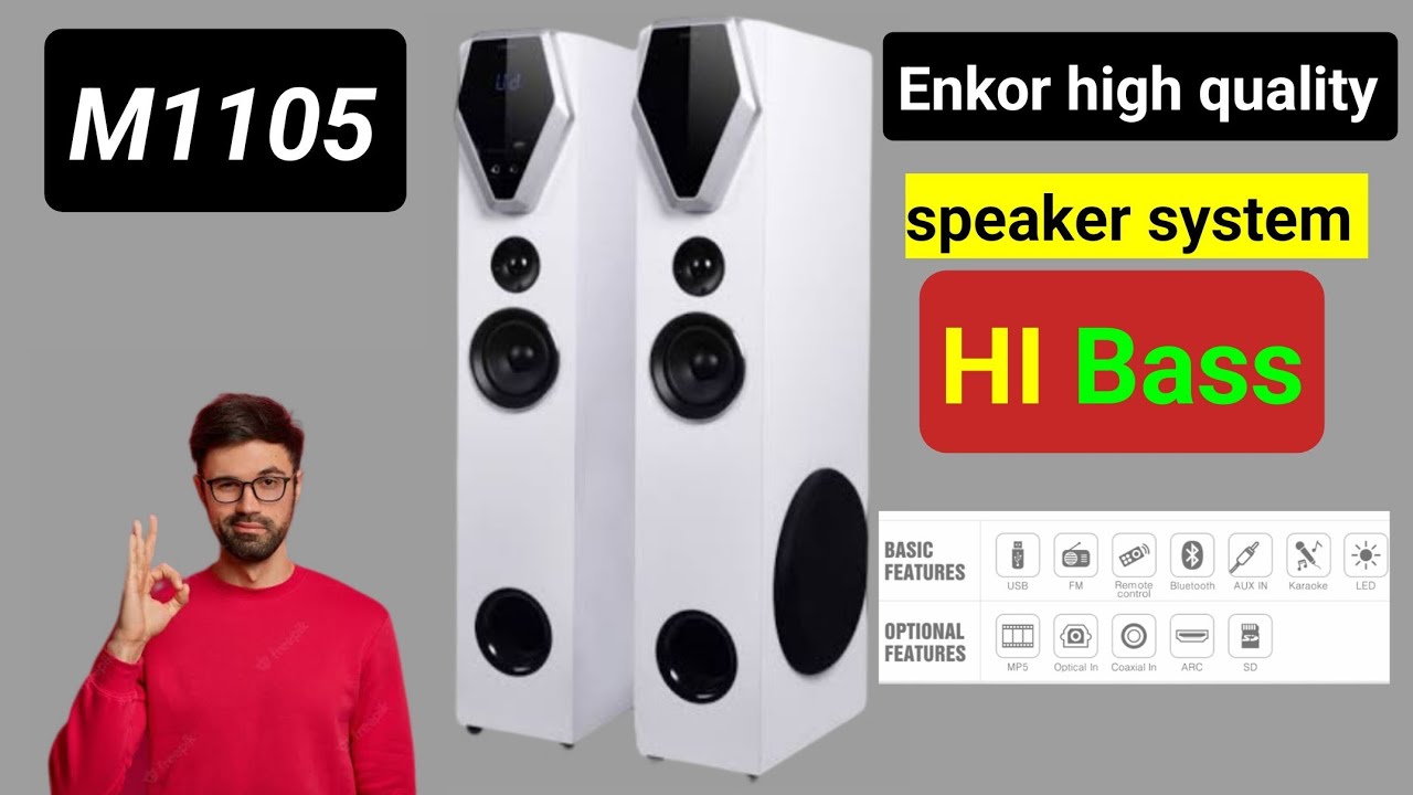 Enkor M1105 |Hi class | speaker Tower | speaker | 2.0 speaker | - YouTube