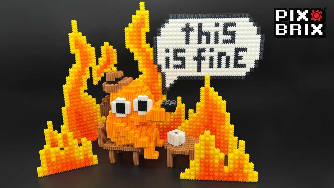 This is fine - MEME 3D Pixel Art - Pix Brix Instructions - YouTube