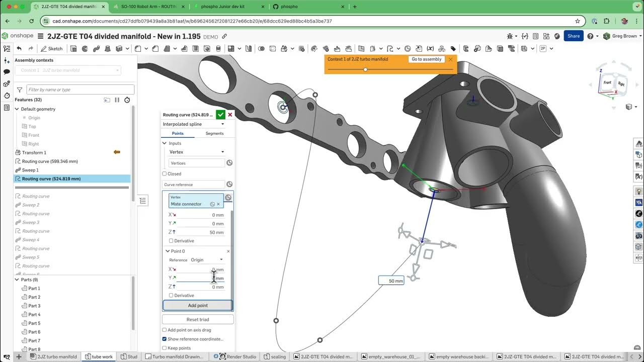 Using Onshape's new Routing curve for various 3D curve workflows - YouTube