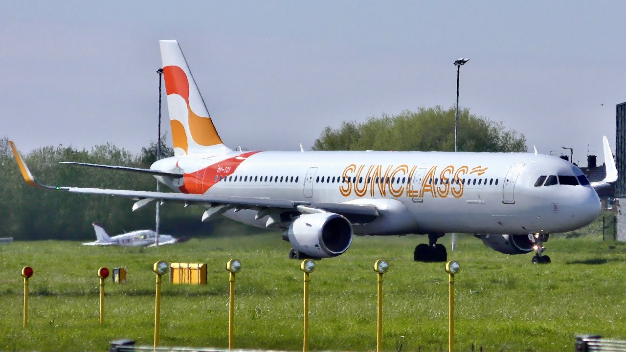 Sunclass Airlines A321 Landing and Takeoff at Liverpool Airport | Plane ...