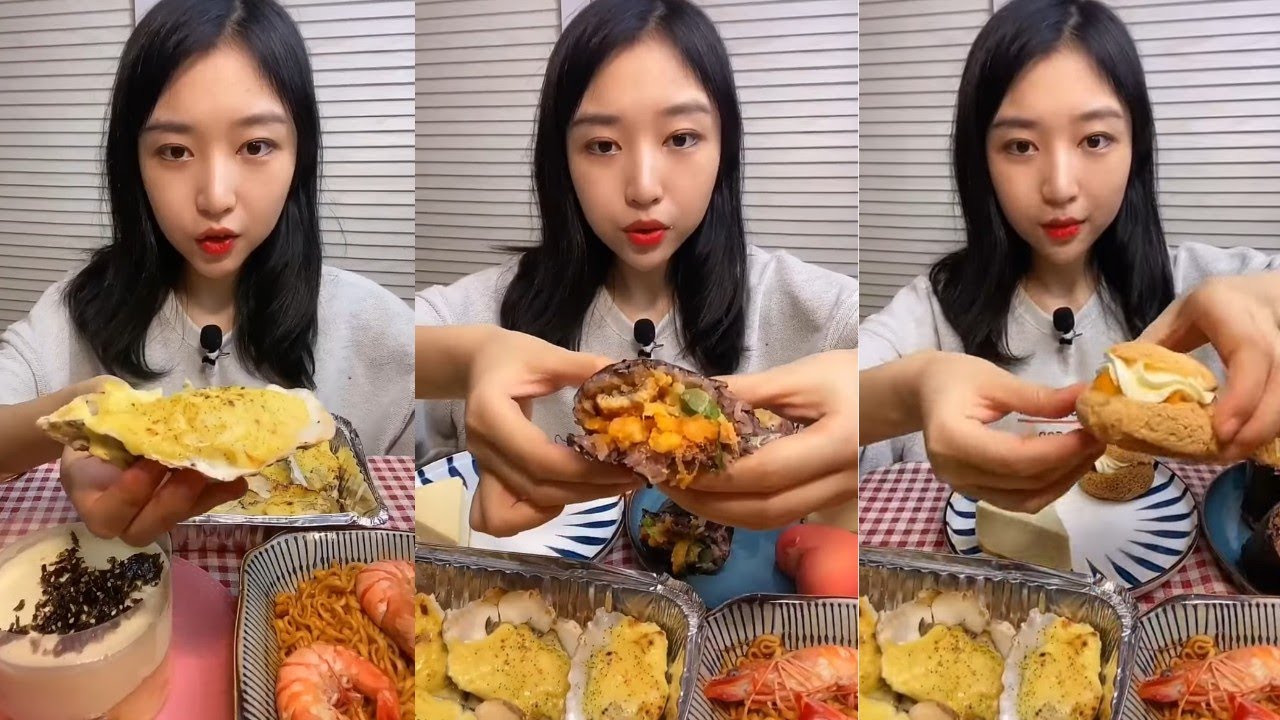 Fried Noodles with Shrimp, Cheesecake, Tempura | Liling ASMR - YouTube