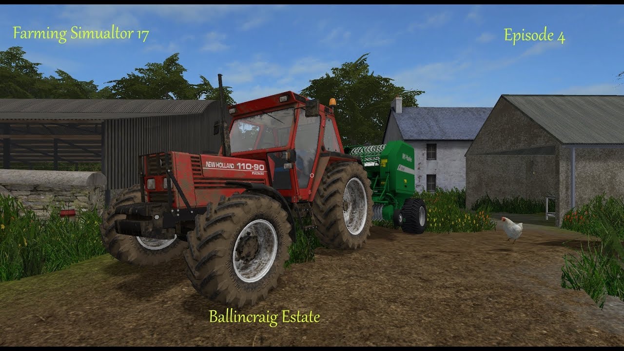 Fs17 - Ballincraig Estate - Episode 4 - Baling hay in the 110 - YouTube