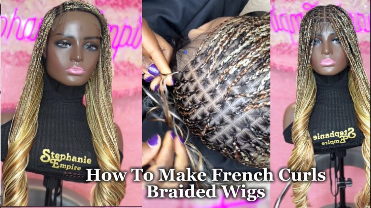 how to make french curls braided wig - YouTube