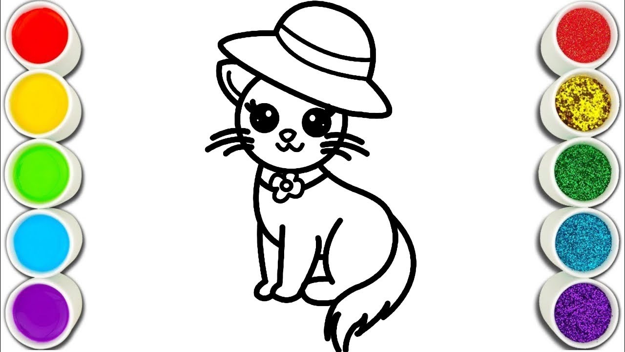😺Trendy Cat Couture,draw and color for kids and toddlers_kids art - YouTube