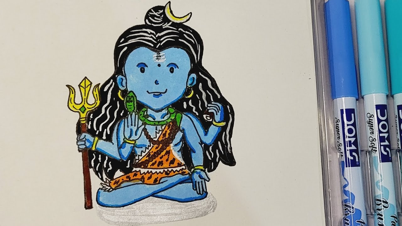 Cute Little Shiv Drawing Step by Step For Beginners/Easy Mahadev ...