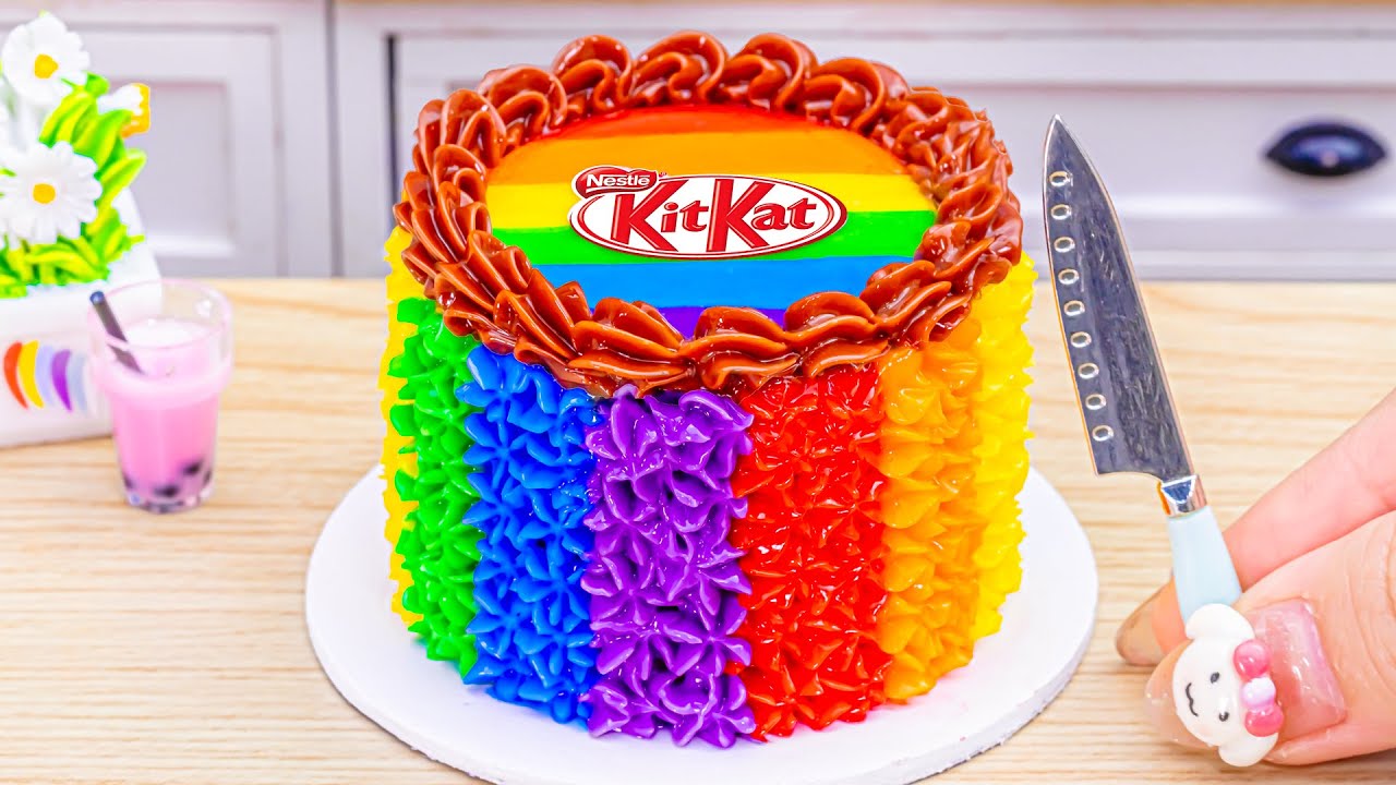 Amazing KITKAT Rainbow Cake Decorating🍫🌈Rainbow Mini Cake Using Fondant ...
