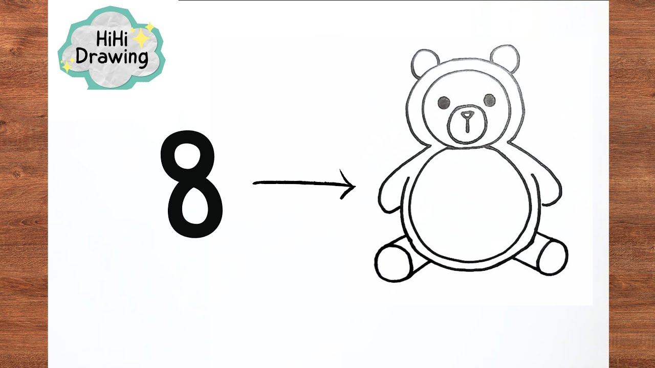 How to Draw Bear using Number 8 | Easy Drawing Step by Step - YouTube