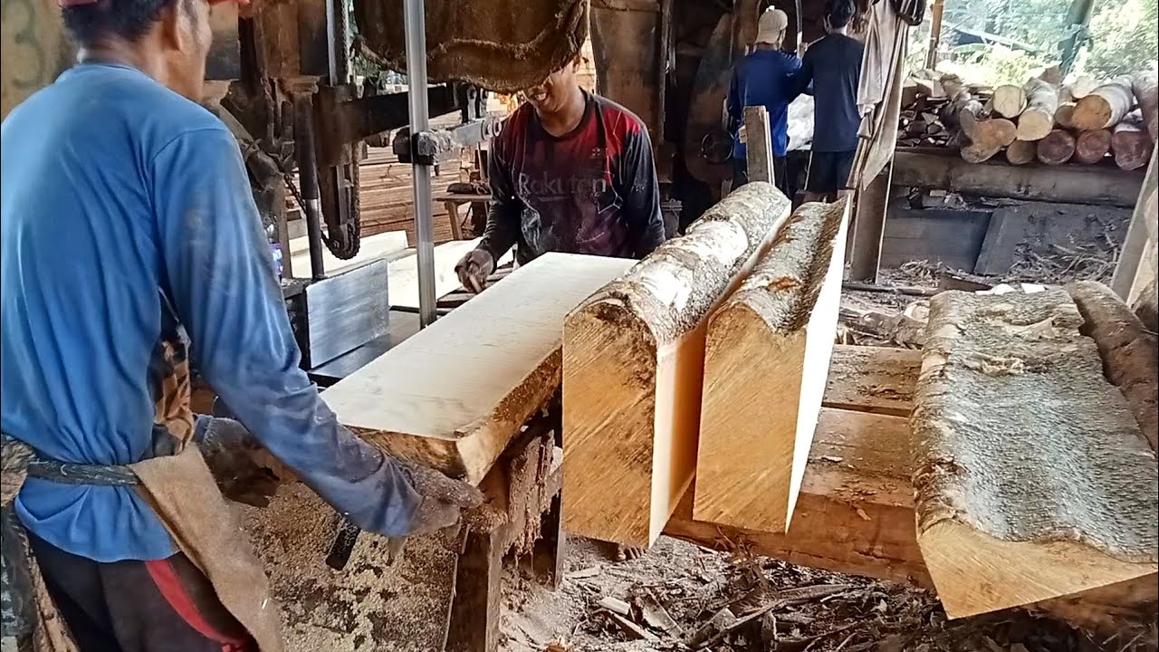 Menggergaji kayu Pulai lembut dan ringan - YouTube
