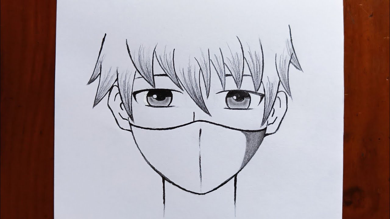 Easy Anime Drawing | How To Draw Anime Boy Wearing A Mask - YouTube