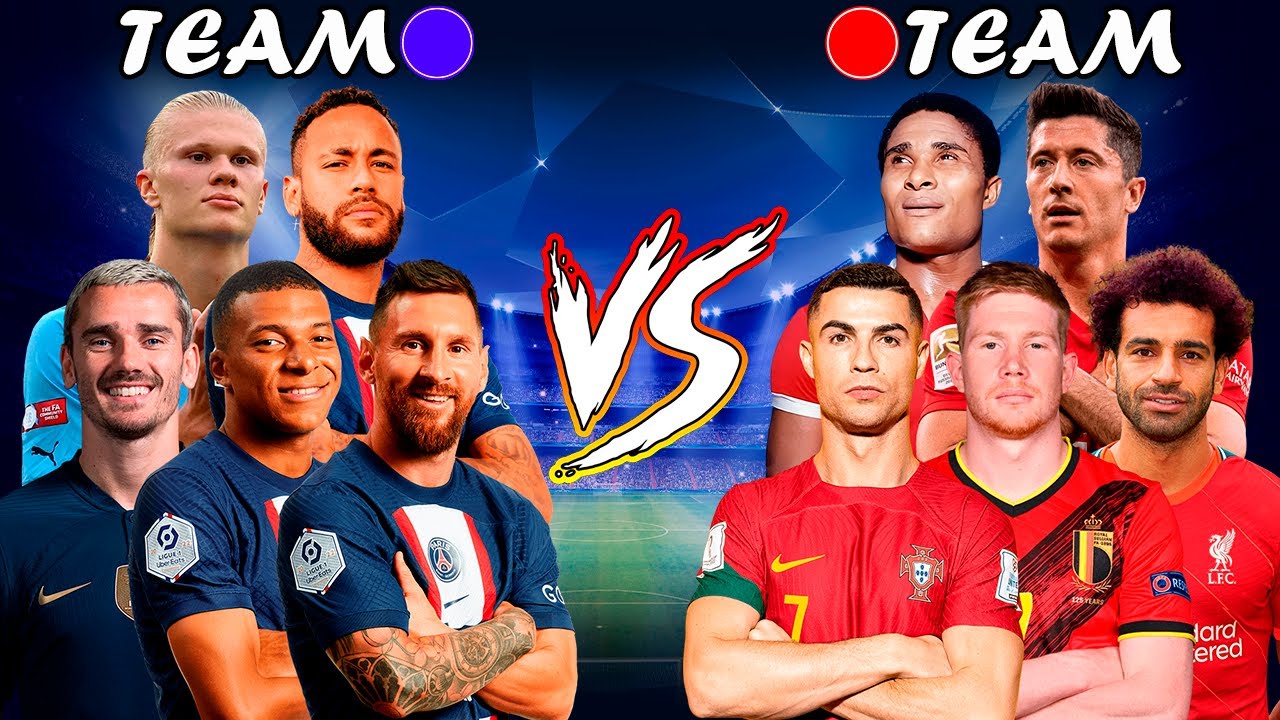 Blue Team 🆚 Red Team (Ronaldo, Messi, Neymar, Mbappé, Salah, Eusébio ...