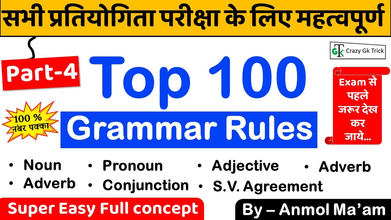 Top 100 Grammar Rules | Part-4 | Top 100 English Grammar Rules ...